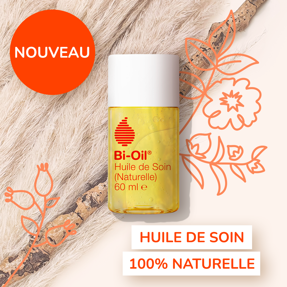 Bi-Oil Huile De Soin Naturelle 60 mL
